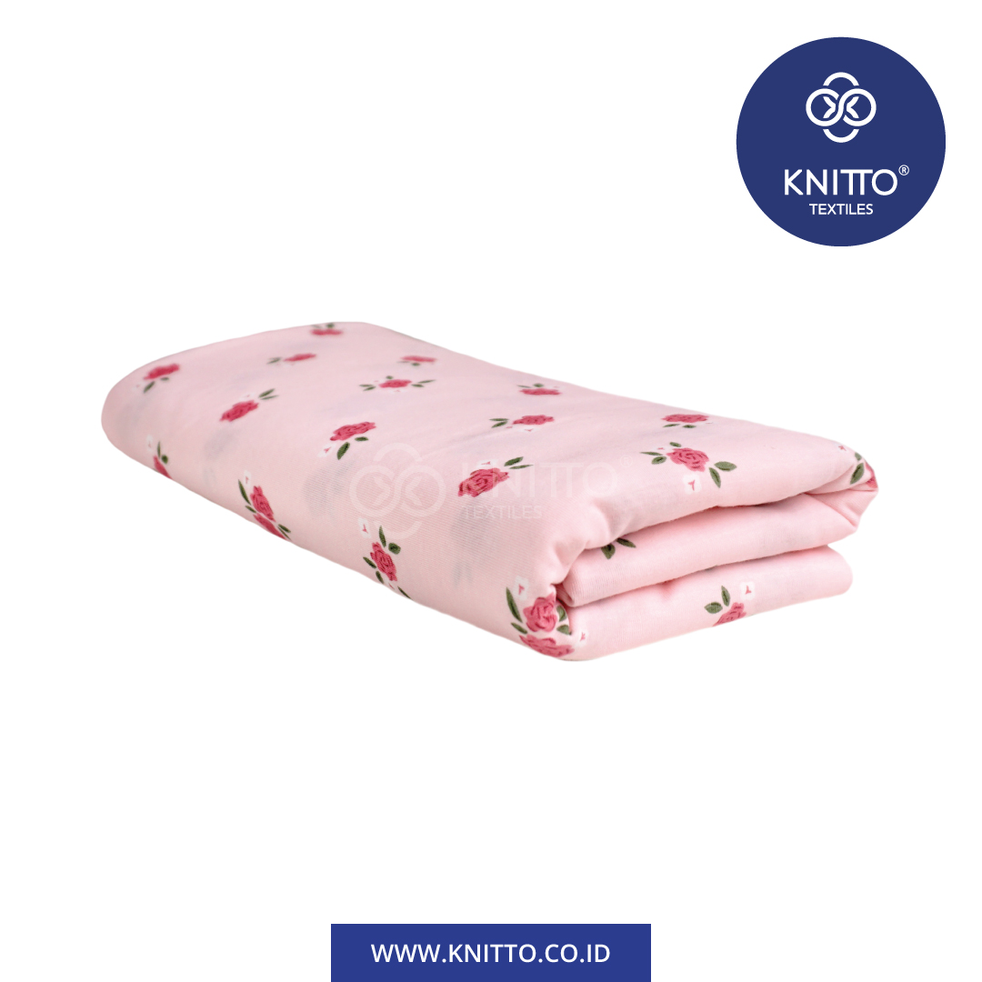 Combed 28s Rose Flowers Muted Pink | Toko Bahan Kaos Knitto